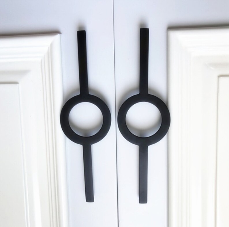 5 Black Circle Drawer Pulls Handles Semi-circle Wardrobe | Etsy