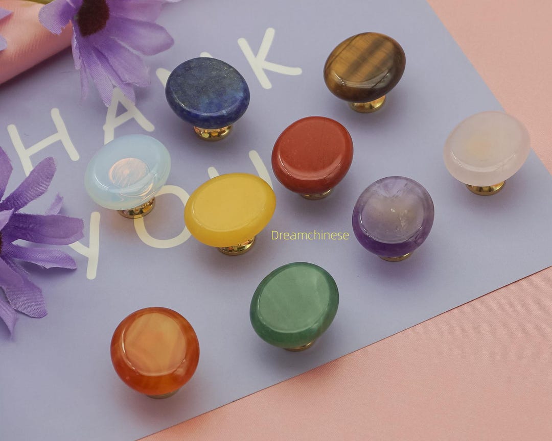 Natural Crystal Stone Drawer Knobs Pulls, Amethyst Cabinet Pulls Oval ...