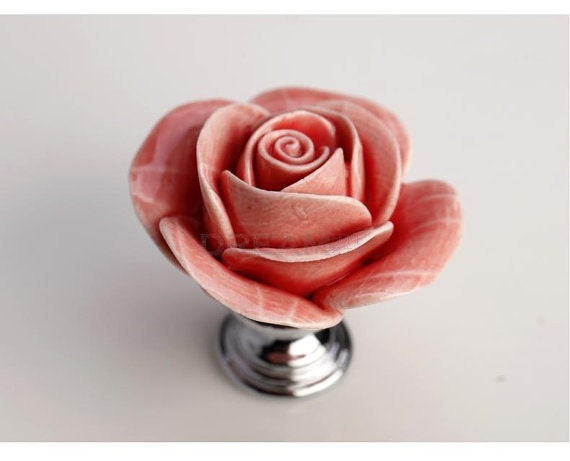 Rose Flower Ceramic Drawer Knobs Pulls Handles / Knobs/ | Etsy