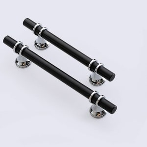 Black With Chrome Kitchen Handles Knob Cabinet Pulls Knobs Drawer Pulls ...