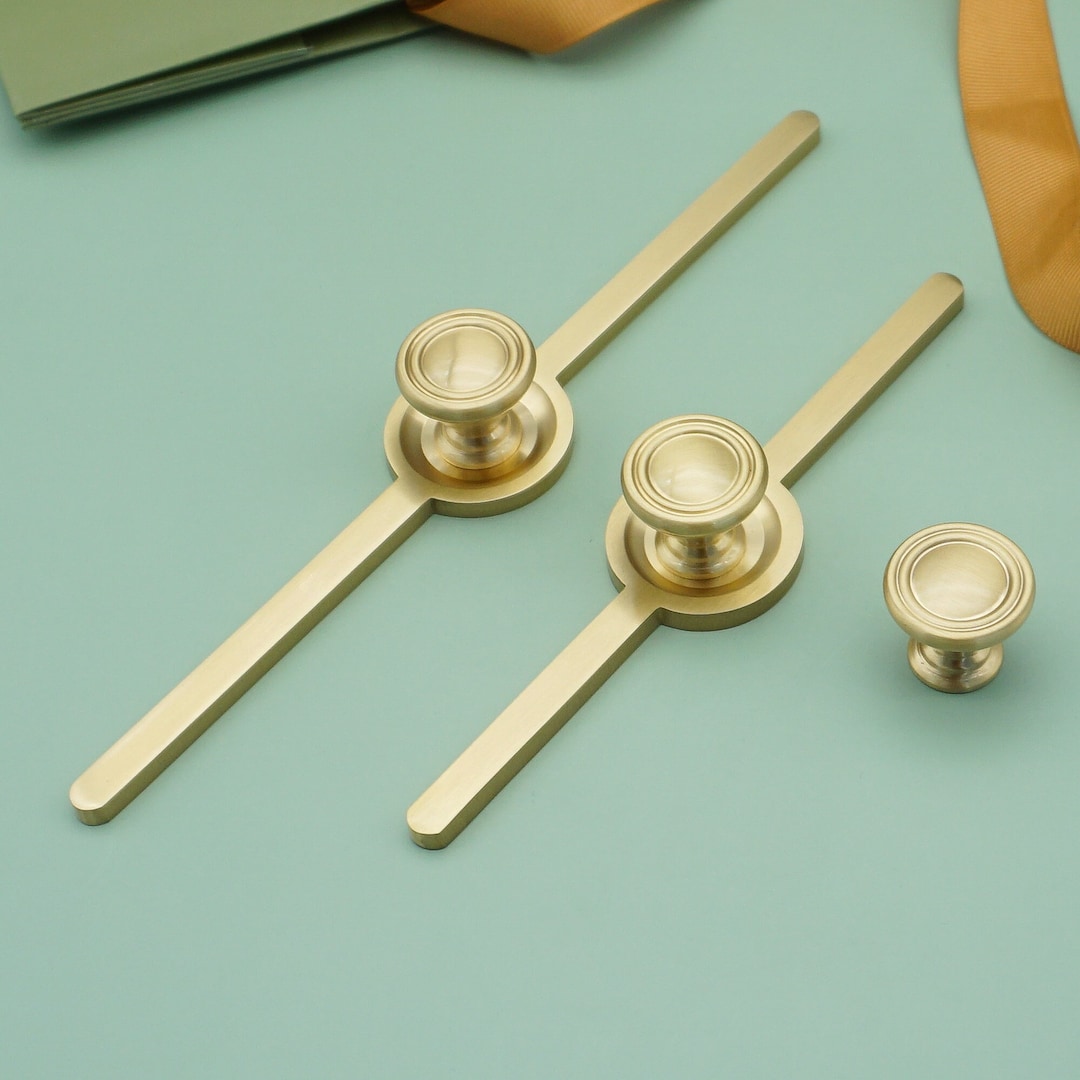 Solid Brass Knob With Backplate Unique Kitchen Cabinet Door Knobs Handles Cupboard Pull Handle ...