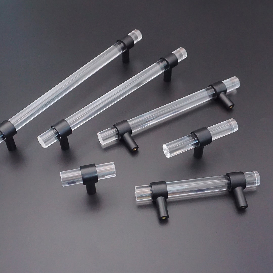 Adjustable Clear Acrylic Cabinet Pulls Knob Drawer Pulls Knobs Black ...