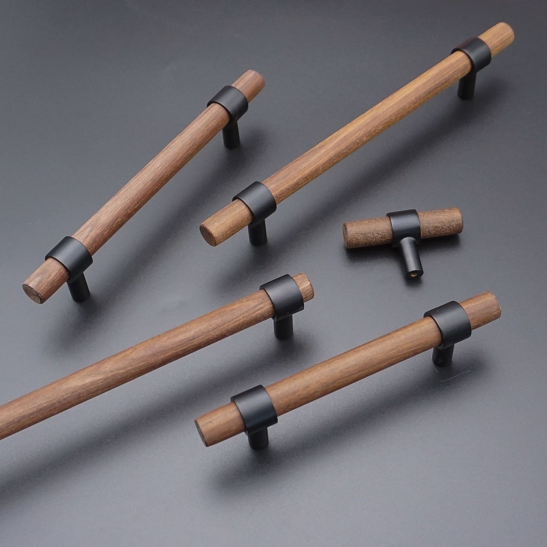 Adjustable Walnut Wood Kitchen Cabinet Door Handles Drawer Pull Knob ...