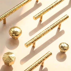 Hammered Drawer Pulls Knobs Solid Brass Kitchen Pull and Knob Cabinet Pull Knob Mini Dresser ...