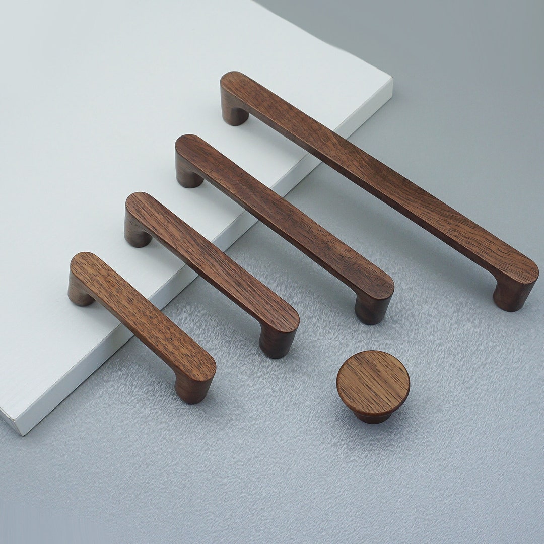 3"3.78"4"5"6.3"7.55"walnut Wood Drawer Pulls Knob Wood Kitchen Pull Hardware Dresser Handle ...