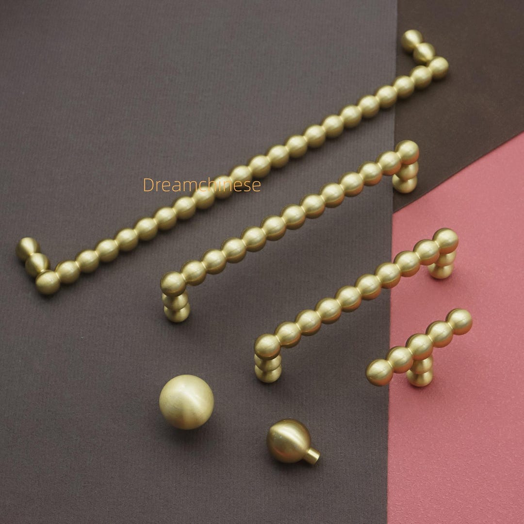 Pearl Brass Cabinet Handles ,,bead Drawer Pull - Gold Finish Dresser ...