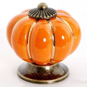 Shabby Chic Pumpkin Ceramic Knobs Pulls / Dresser Drawer Knobs / Kitchen Cabinet Knobs Handle ...