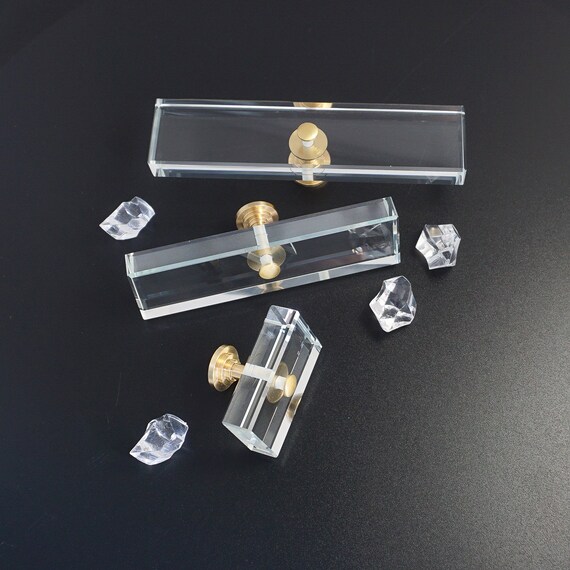 Gold Clear Drawer Pulls Cabinet Knobs Handles Acrylic Dresser - Etsy