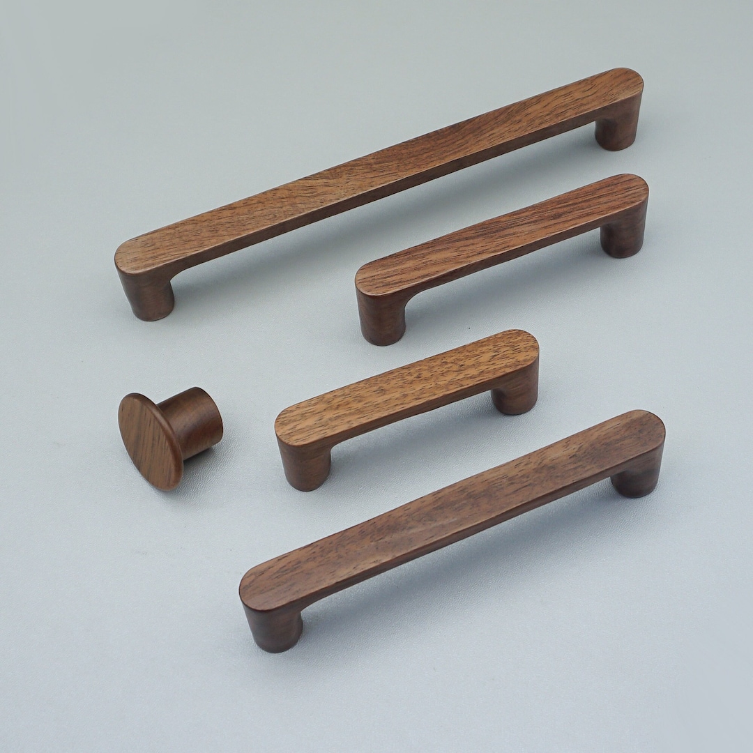 33.7857.55 Walnut Wood Drawer Pulls Knob Simple Kitchen Hardware Dresser Handle Minimalism Pulls ...