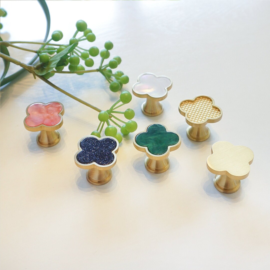 Modern Clover Drawer Knobs Wardrobe Pull Dresser Knob Pull Brass ...
