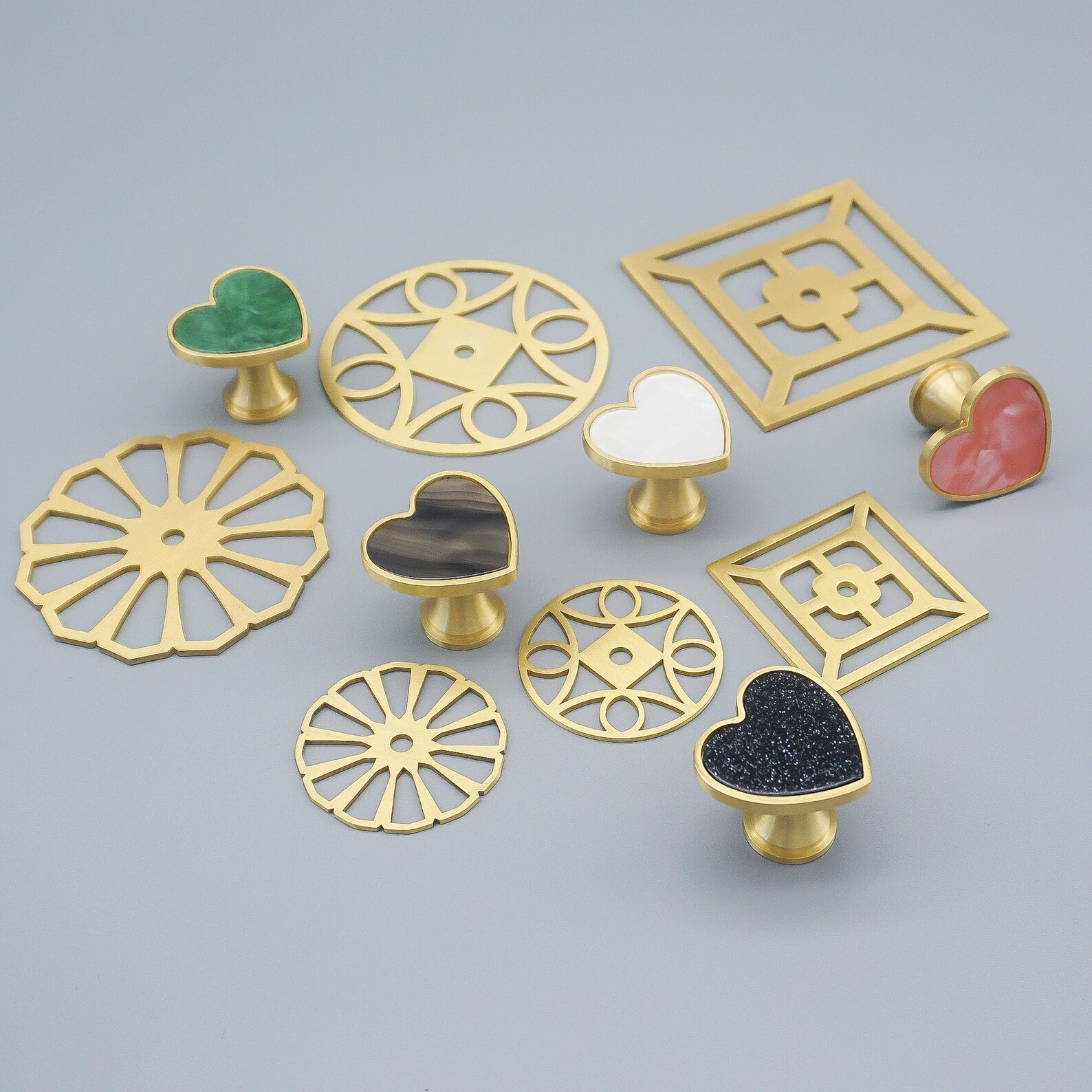 Heart Knob Colorful Cabinet Door Knob Brass Knob Plate Drawer - Etsy