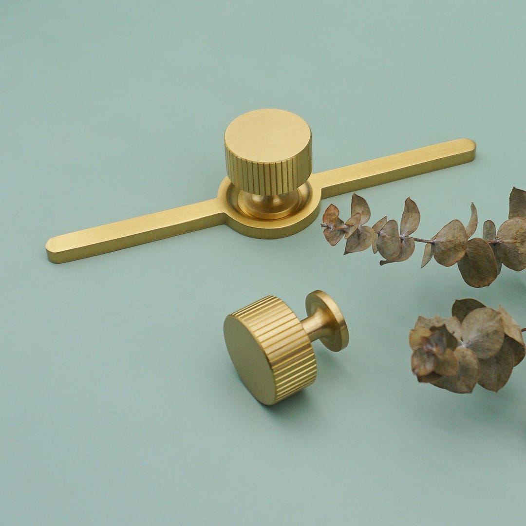 Unique Solid Brass Knobs With Back Plate Gold Dresser Pull Unique ...
