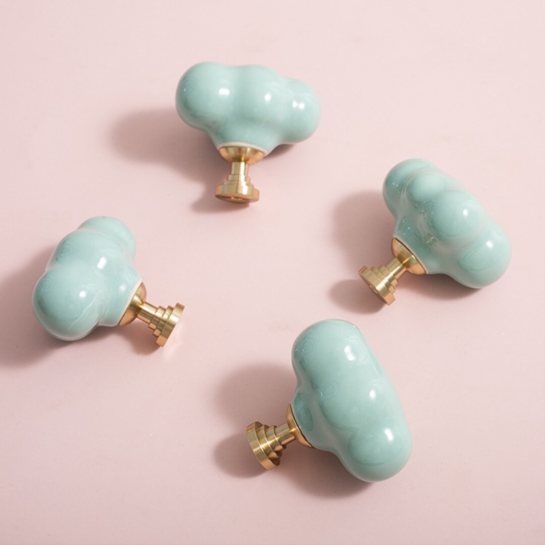 Cloud Knobs Ceramic Knobs Drawer Knob Pulls Handles Colorful Dresser Knob Kitchen Cabinet Door ...