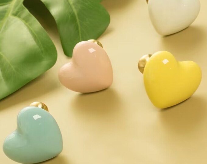 Heart Shaped Ceramic Knobs Cute Candy Color Heart Cabinet Knob Handles Pulls Nursery Dresser ...
