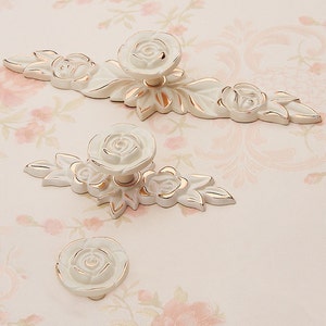 Rose Knobs Flower Pulls Handles/ Unique Cabinet Pulls / Drawer Pull ...