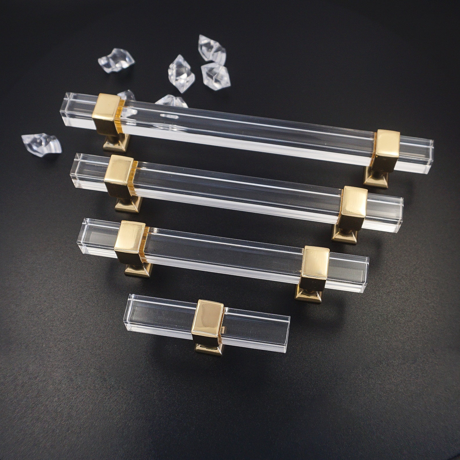 Acrylic Drawer Pulls Knobs Gold Clear Dresser Pulls Cabinet - Etsy