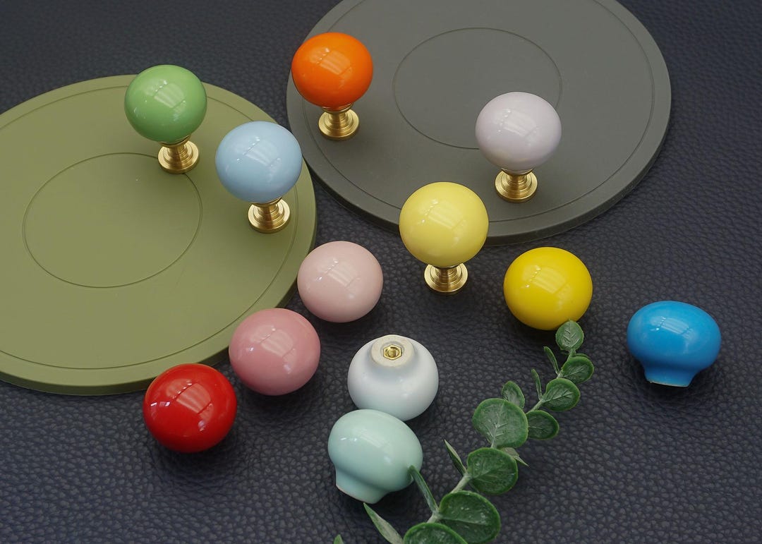 Colorful Ceramic Cabinet Knobs Pulls Candy Ball Dresser Knob Nursery ...