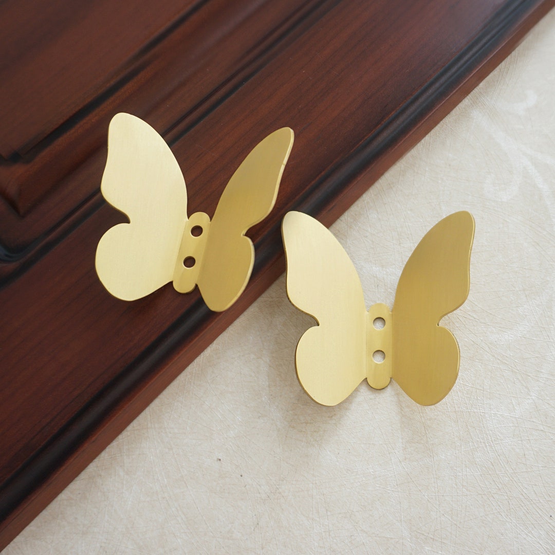 Solid Brass Butterfly Cabinet Handles Knobs for Homes, Drawer Pulls ...