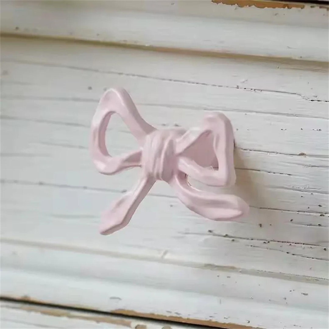 Pink Bow Drawer Knobs Handle Pink Dresser Knobs Girl Room Cabinet Knob ...