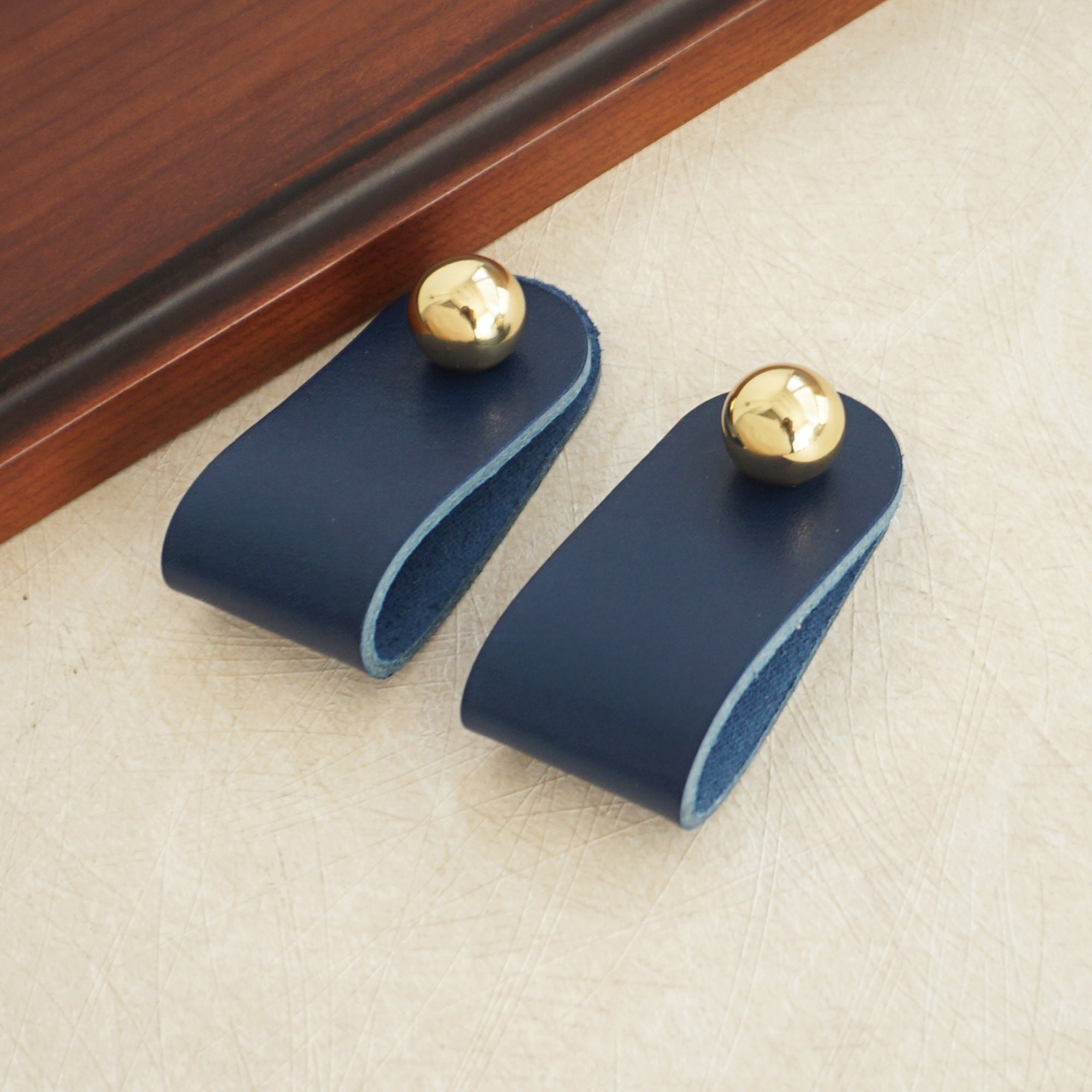 Dark Blue Leather Knobs Brass Knobs Cabinet Knobs Door Knobs - Etsy Australia