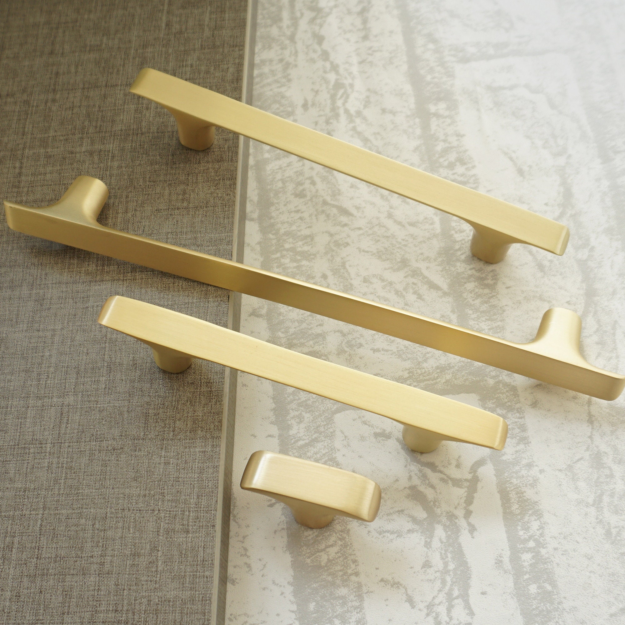 3.78 5 7.55 Brushed Brass Drawer Pulls | Etsy