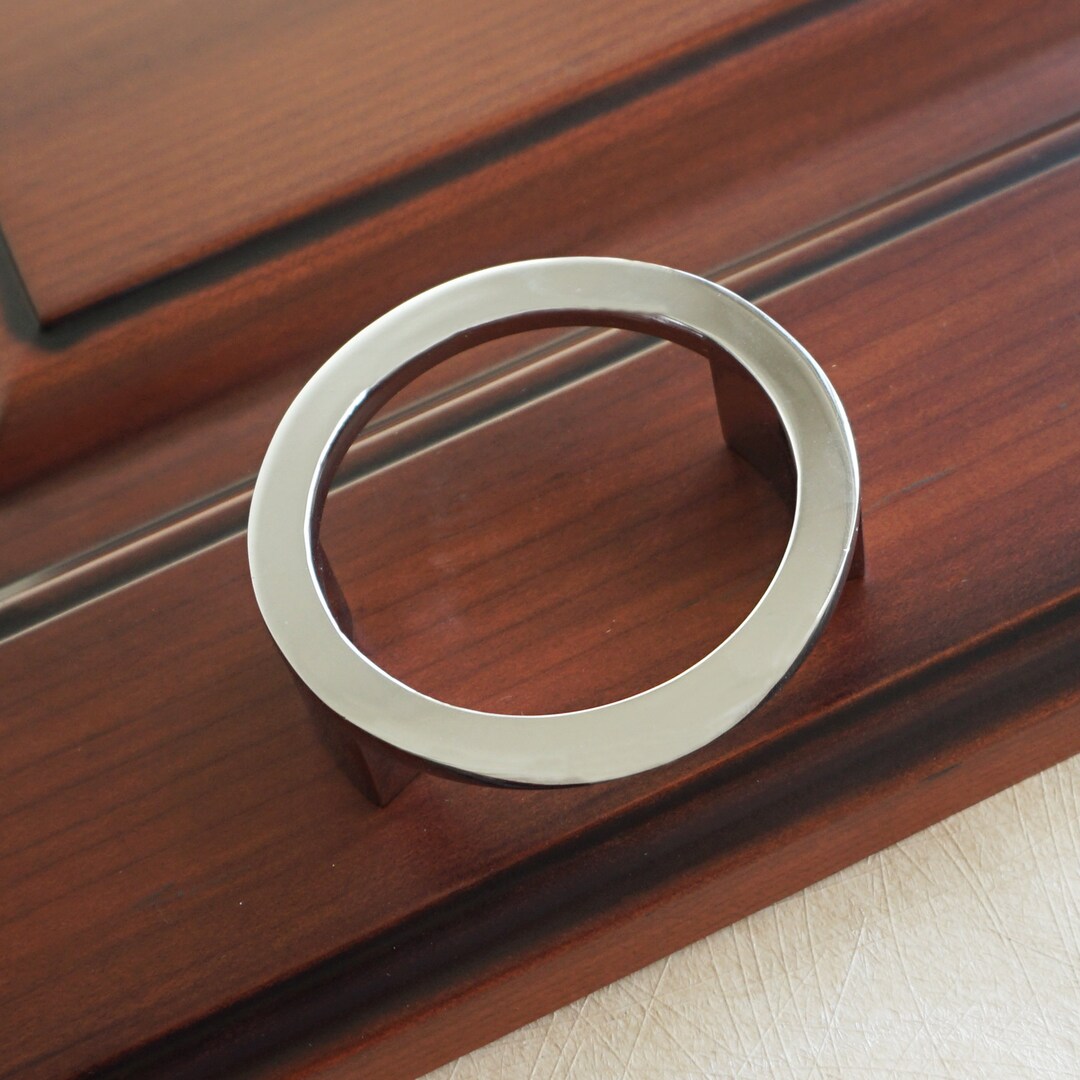 2.5'' Modern Bright Silver Drawer Ring Pulls Dresser Knobs Circle ...