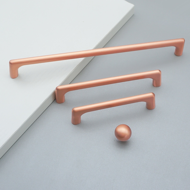 Modern Brushed Copper Cabinet Pulls Knobs Drawer Pulls Knobs - Etsy