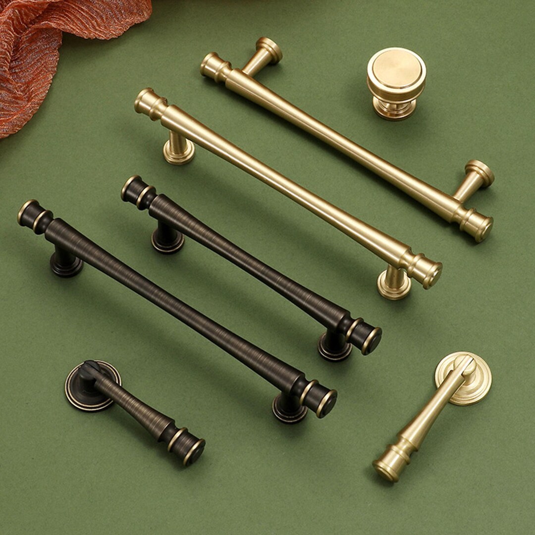 Solid Brass Cabinet Handles Knobs Drawer Pulls Cabinet Pulls Knobs Drop Dresser Knobs Wardrobe ...
