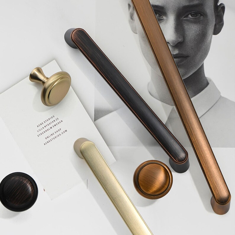 378 5755brushed Brass Drawer Pulls Knobs Etsy 9234