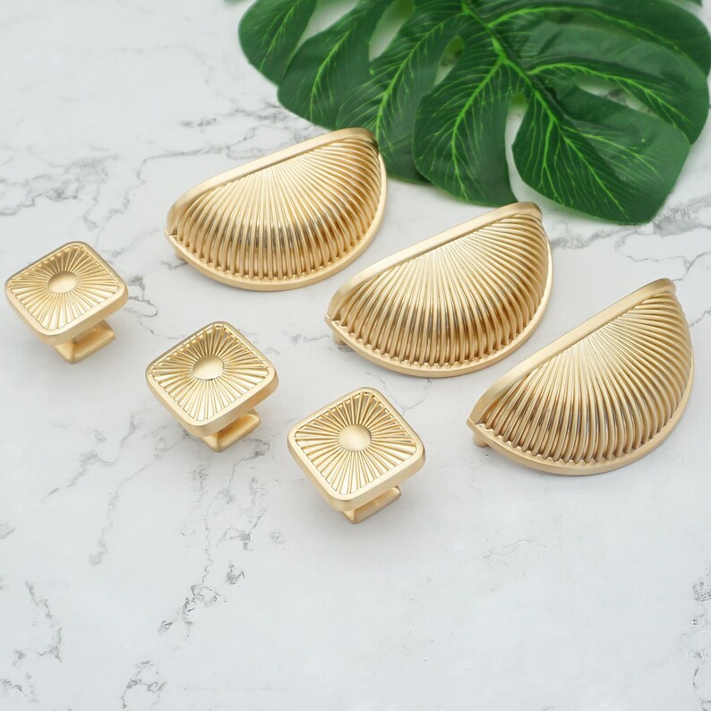 3 Cup Shell Dresser Knobs Drawer Pull Handles Kitchen - Etsy
