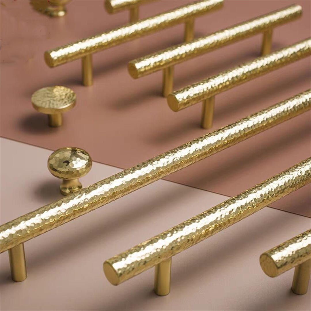 Hammered Drawer Pulls Knobs Solid Brass Kitchen Pull and Knob Cabinet Pull Knob Mini Dresser ...
