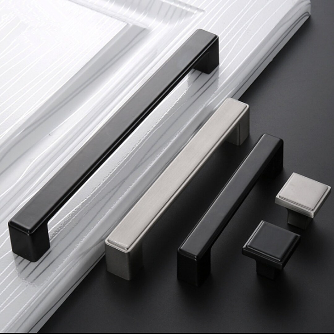 3.78" 5" 7.55" Brushed Steel Square Drawer Pull Modern Dresser Handles ...