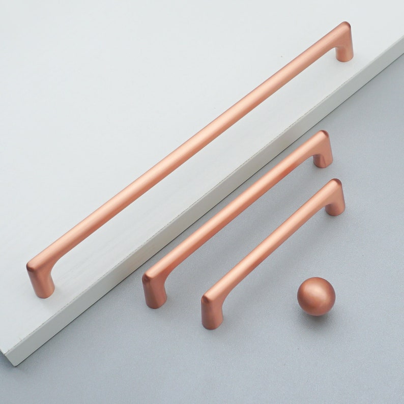Modern Brushed Copper Cabinet Pulls Knobs Drawer Pulls Knobs Dresser Pull Knobs Large Wardrobe ...