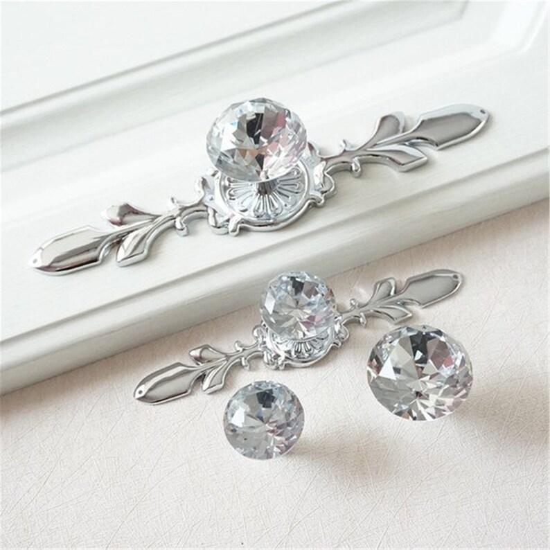 Crystal Clear Drawer Knobs Handles Silver Chromeglass Dresser - Etsy