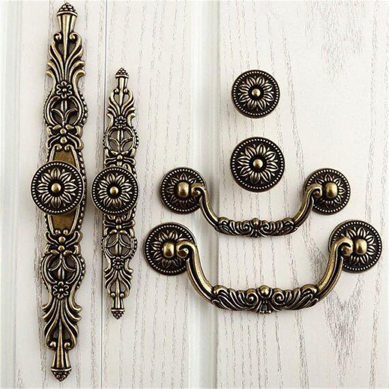 Antique Bronze Dresser Knob Drawer Pulls Knobs Handles Rustic - Etsy