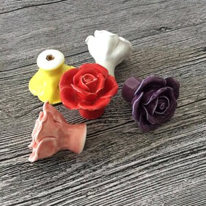Rose Flower Ceramic Knobs Dresser Knobs Drawer Knob Pulls Handles ...