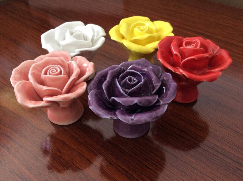 Rose Flower Ceramic Knobs Dresser Knobs Drawer Knob Pulls | Etsy