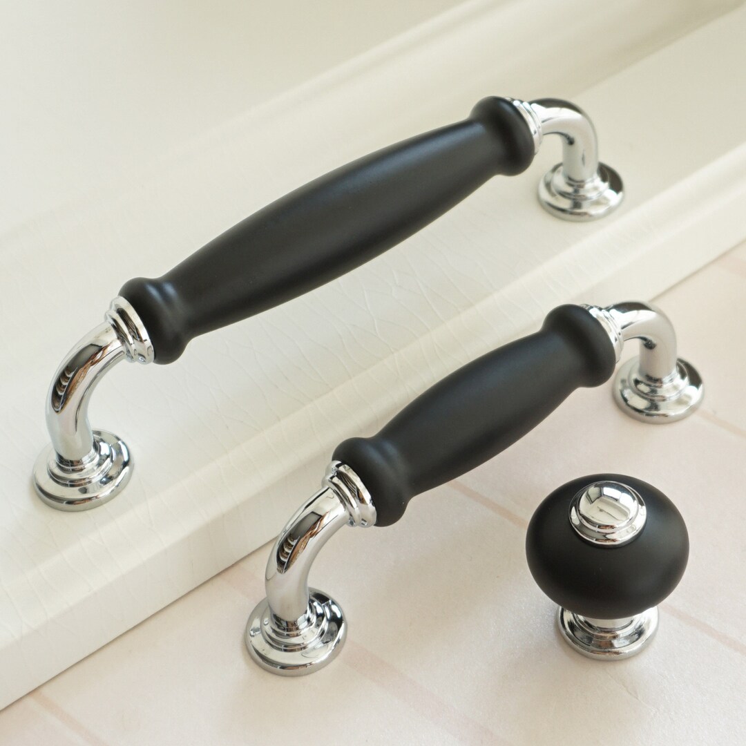 3.78'' 5'' Black Kitchen Handles Cabinet Door Pulls Knobs Modern Drawer ...