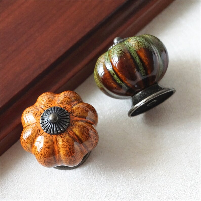 1pcs Pumpkin Knobs Ceramic Knobs Dresser Knob Drawer / Cabinet - Etsy