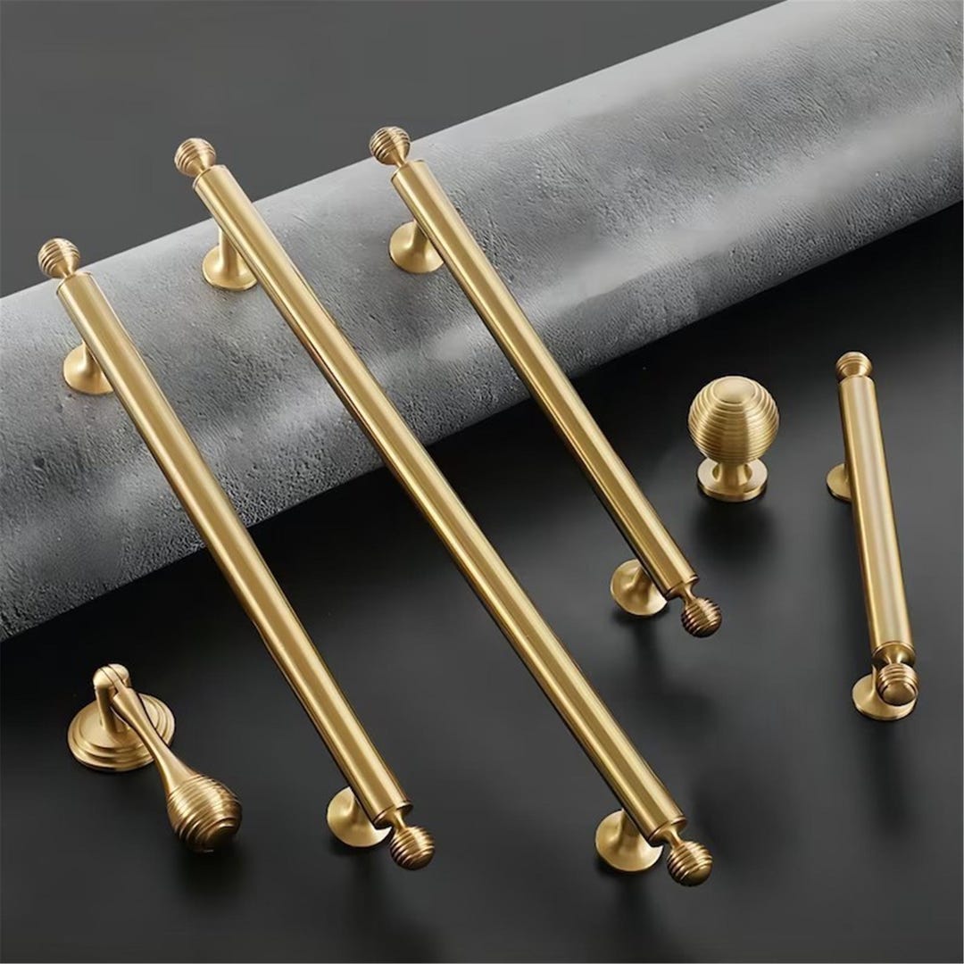 Solid Brass Kitchen Pulls Knobs Cabinet Handles Drawer Knobs Pulls Dresser Pulls Gold Kitchen ...
