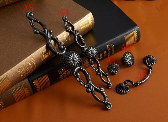 Vintage US Rustic Country Drawer Pulls Knob Black Round | Etsy