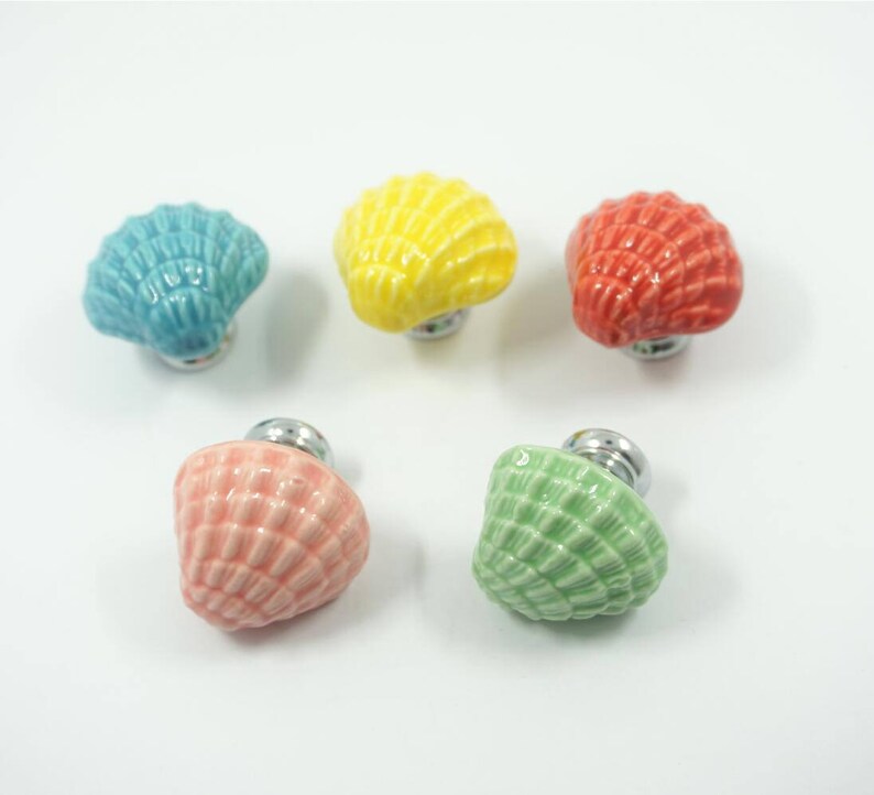 Shell Ceramic Knobs Dresser Pulls Handle Drawer knob White | Etsy