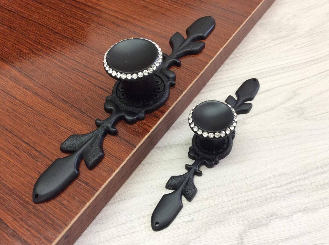 Crystal Pulls Black US Drawer Pulls Handle Glass Dresser Knob Pull ...