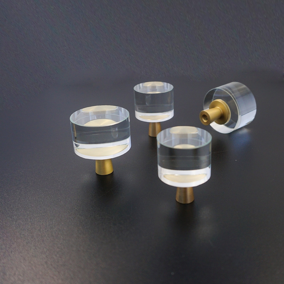 Brass Clear Knobs Acrylic Knobs Dresser Pulls Knobs Wardrobe Knob ...