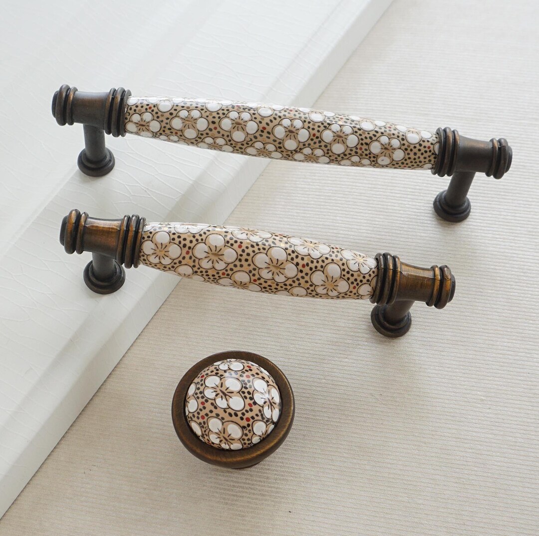 3.75" 5"ceramic Door Pull Handles Round Drawer Knobs Handles Wardrobe ...