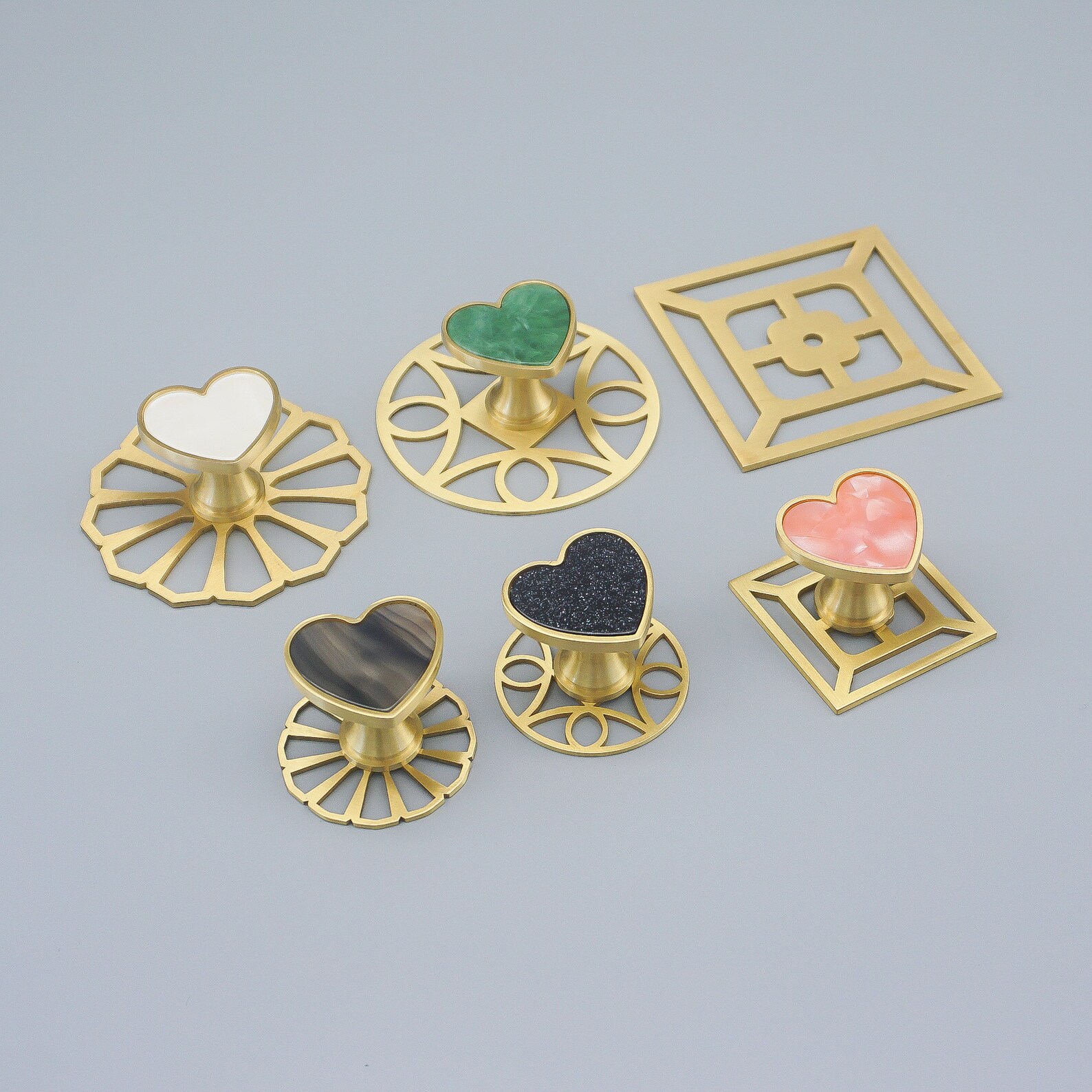 Heart Knob Colorful Cabinet Door Knob Brass Knob Plate Drawer - Etsy