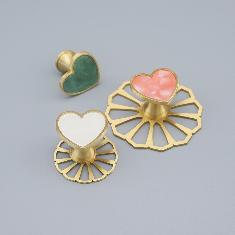 Heart Knob Colorful Cabinet Door Knob Brass Knob Plate Drawer - Etsy