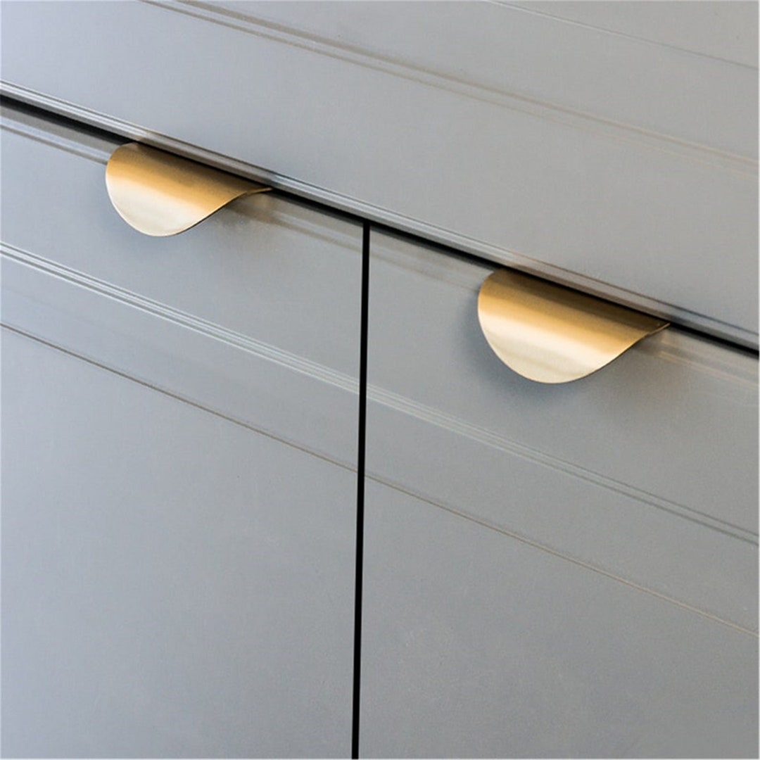Leaf Design Cabinet Pulls Brass Gold Cabinet Handles Invisible Drawer ...