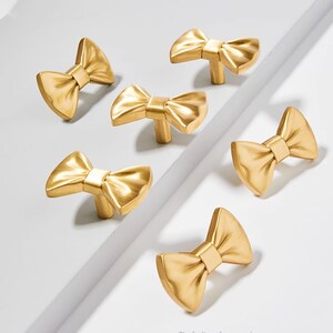 Brass Gold Bow Drawer Pull Knobs Dresser Knobs Unique Drawer Knobs Exquisite Cabinet Pull Gift ...