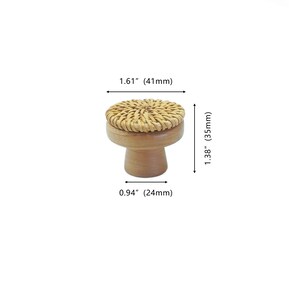 1 Pcs Wood Rattan Cabinet Handle Knobs Kitchen Pulls Drawer Knobsdrawer ...